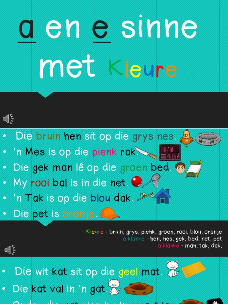AFRIKAANS PDF A and e Sinne Met Kleure Same As Video | PDF