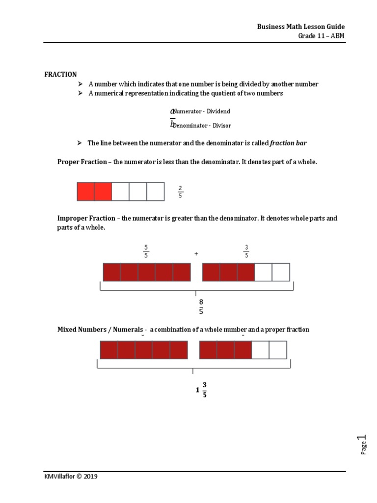 Business Math Lesson Guide | Download Free PDF | Fraction (Mathematics ...