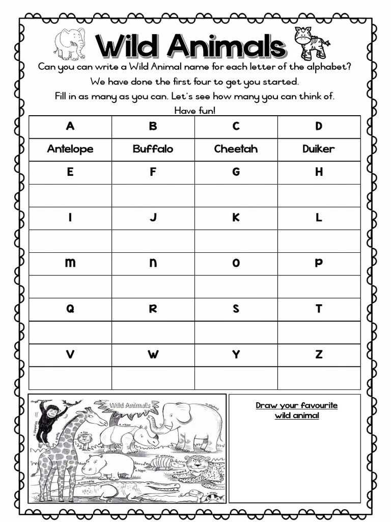Wild Animals Alphabet Activity | PDF