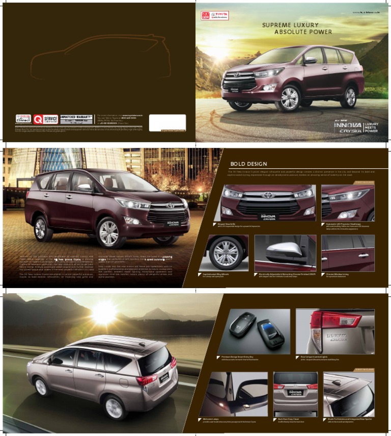 E Brochure Innova Crysta Diesel | PDF | Automatic Transmission | Seat Belt