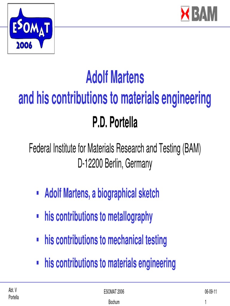 Adolf Martens and His Contributions To Materials Engineering | PDF ...