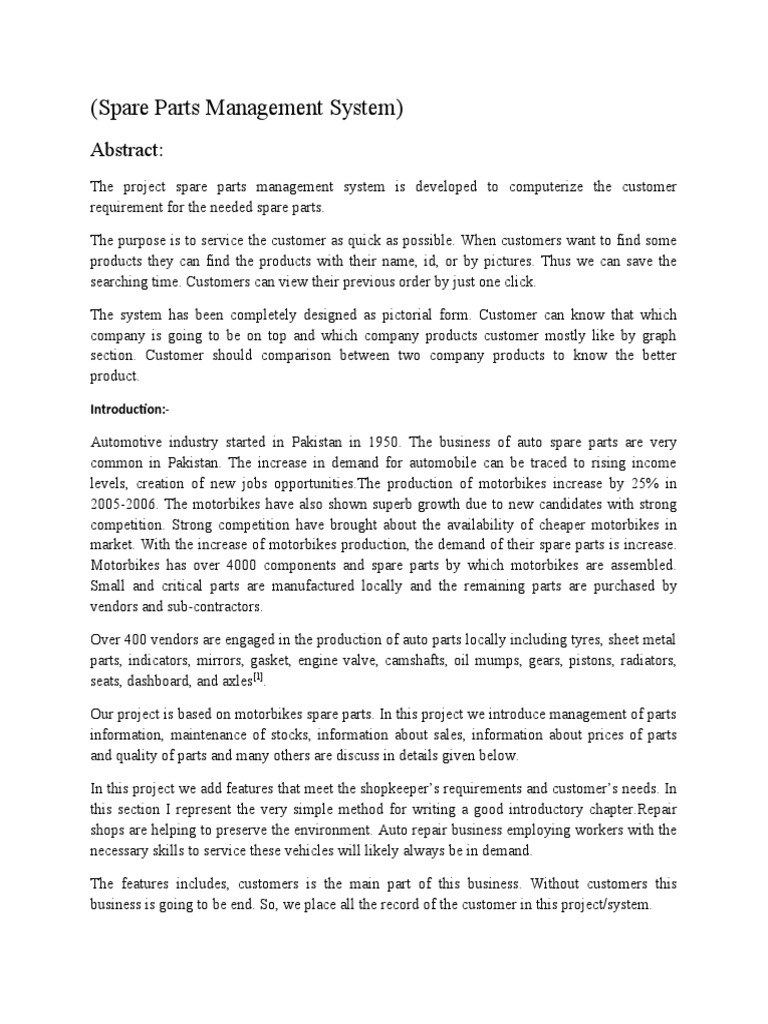Spare Parts Management System | PDF | Sales | Financial Transaction