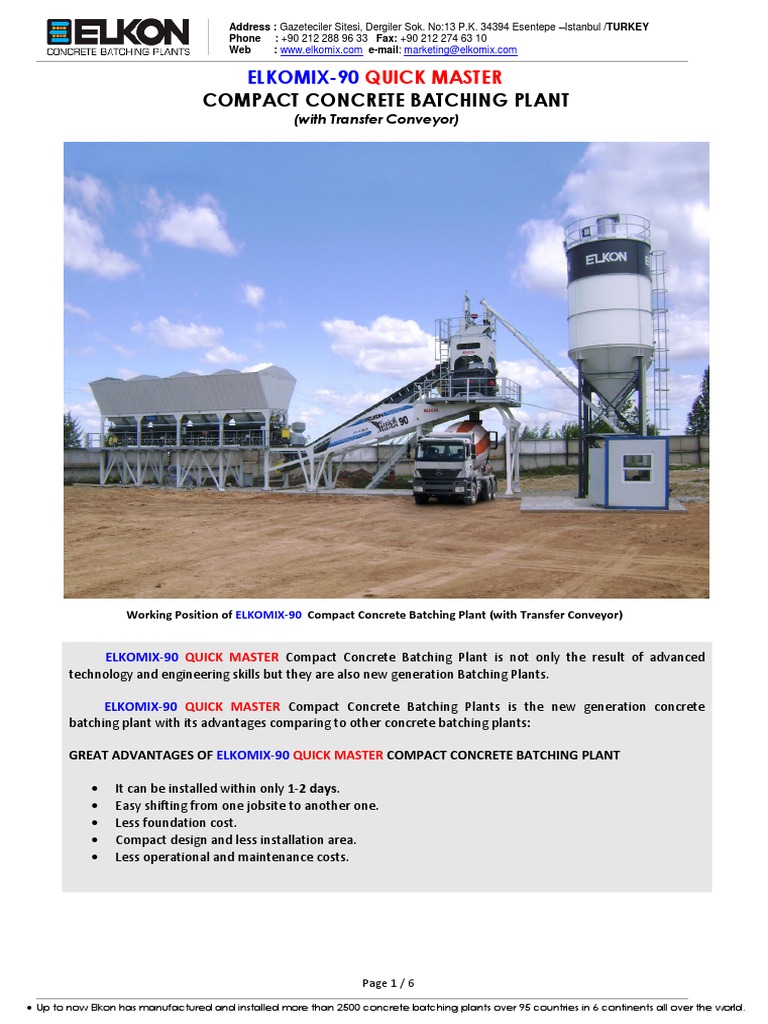 Technical - Emx-90 Quickmaster With Conveyor | PDF | Valve | Concrete