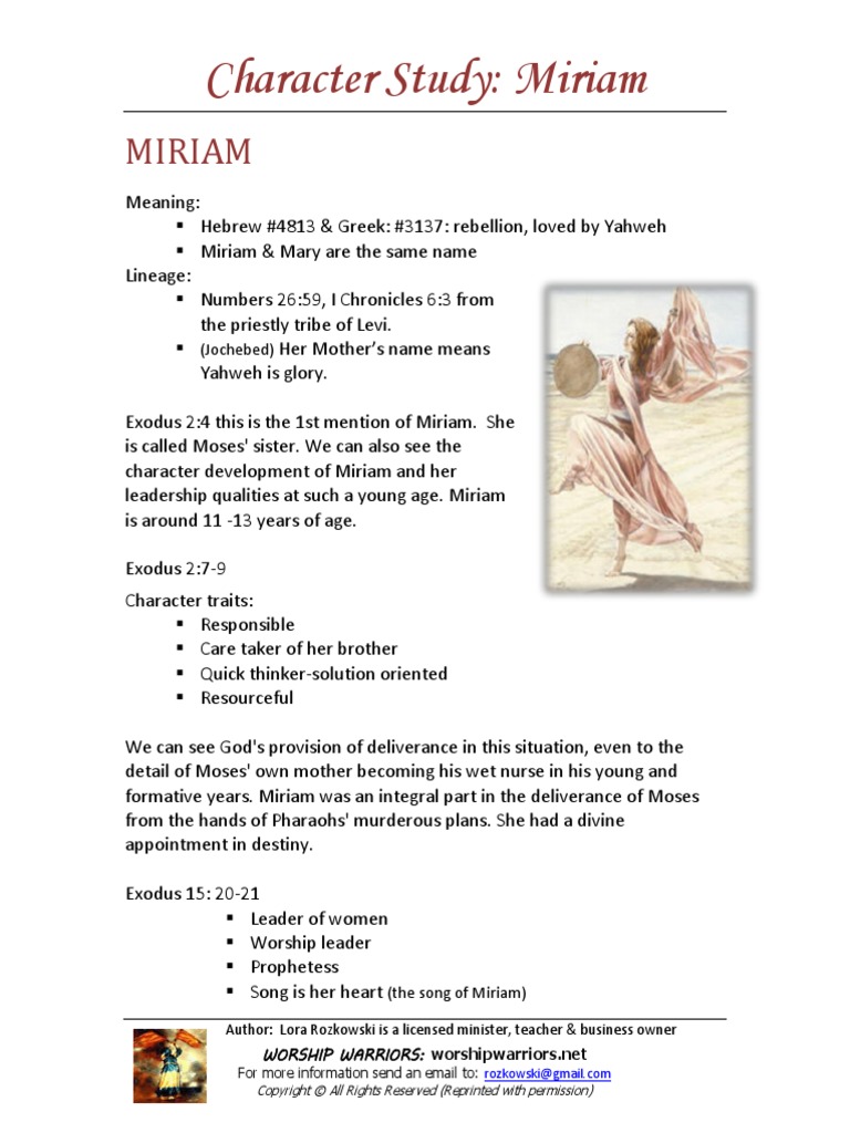 Character Study-Miriam | PDF | Miriam | Book Of Numbers