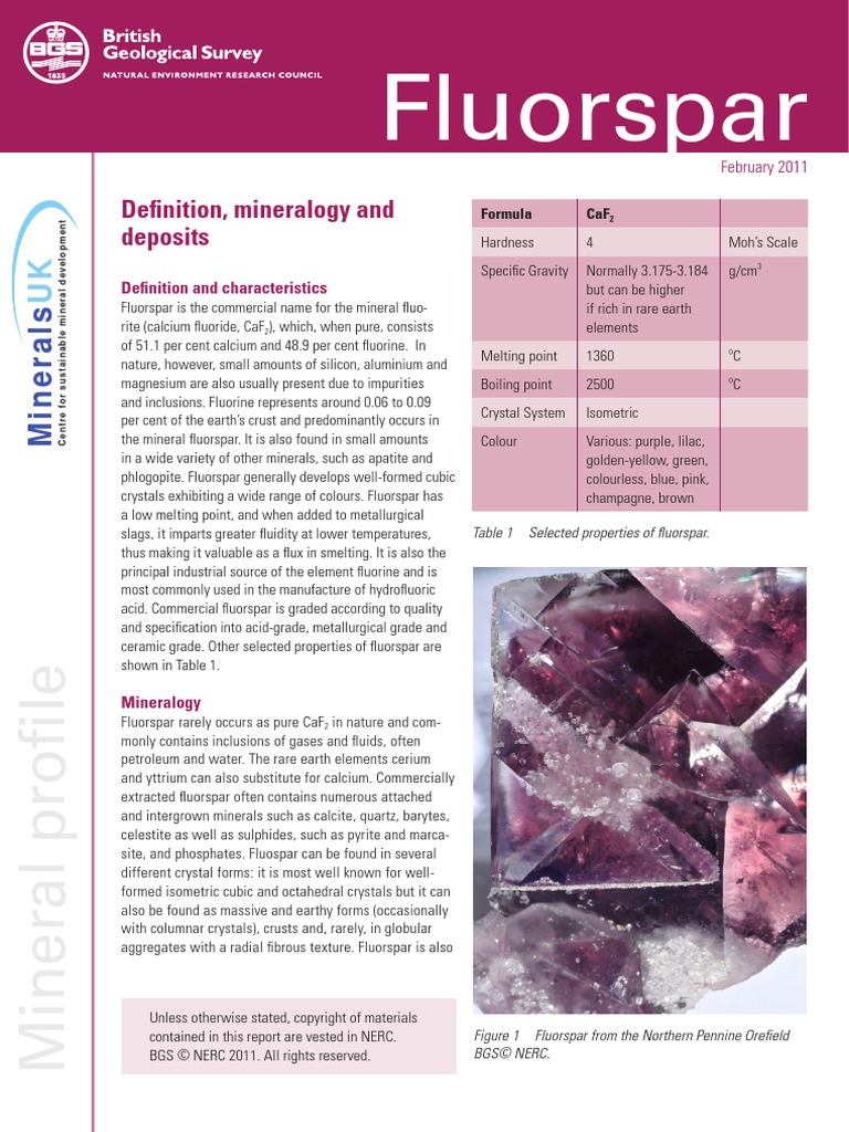 Fluorspar: Definition, Mineralogy and Deposits | PDF ...