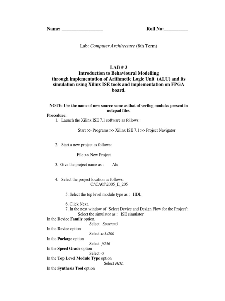 Computer Architecture Lab 3 | PDF | Hardware Description Language ...