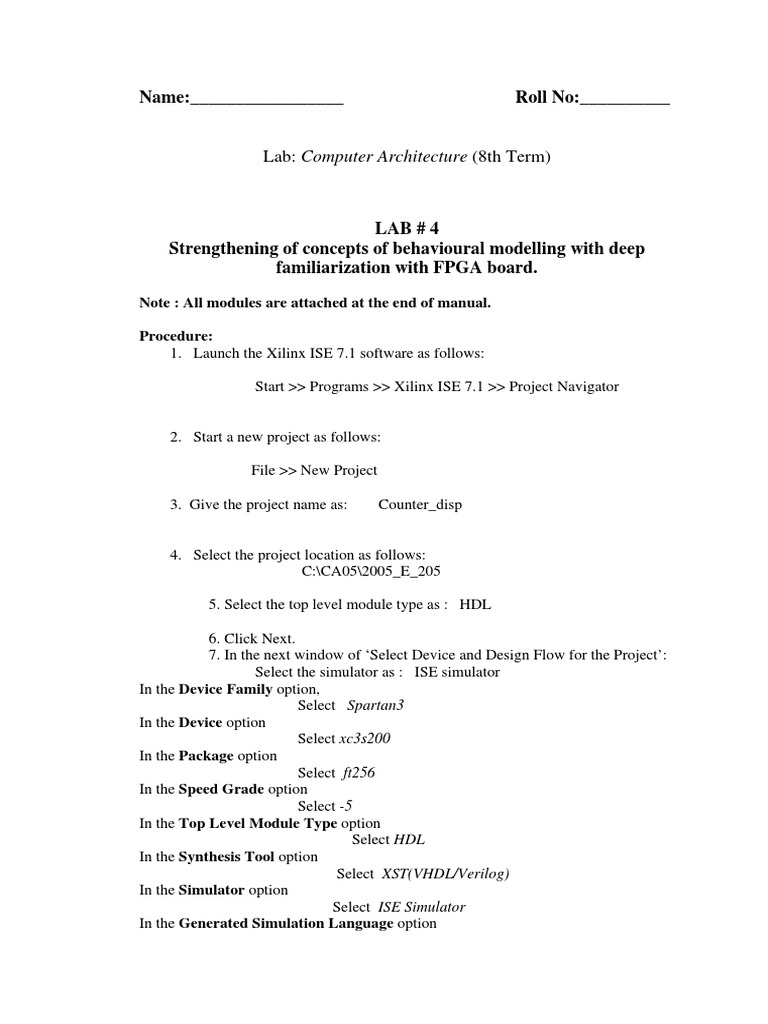 Computer Architecture Lab 4 Pdf Hardware Description Language