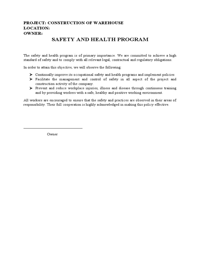 Sample Safety and Health Program | PDF | Personal Protective Equipment ...