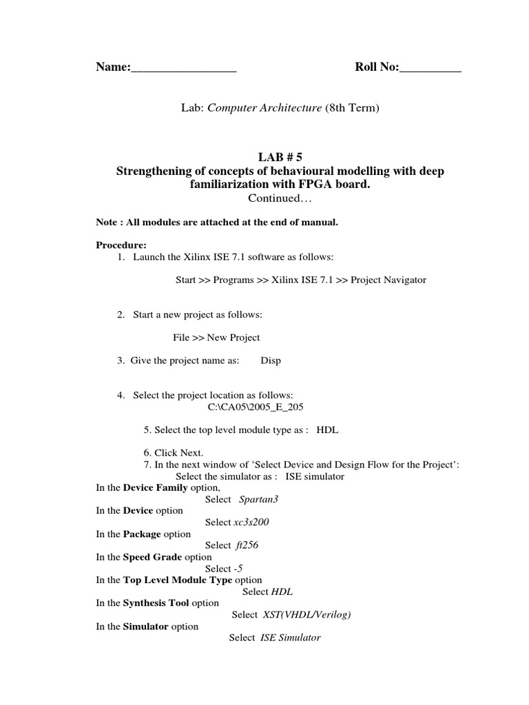 Computer Architecture Lab 5a | PDF | Hardware Description Language | Software