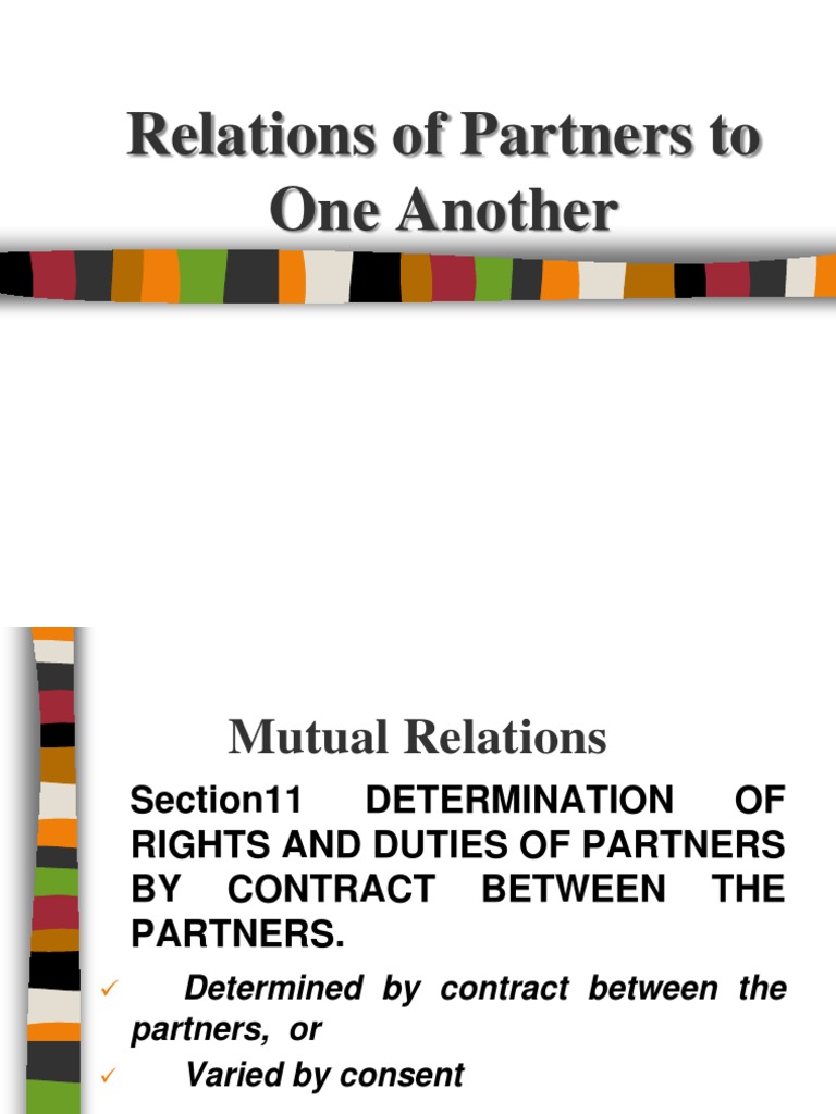 Relations of Partners To One Another PDF | PDF | Indemnity | Common Law