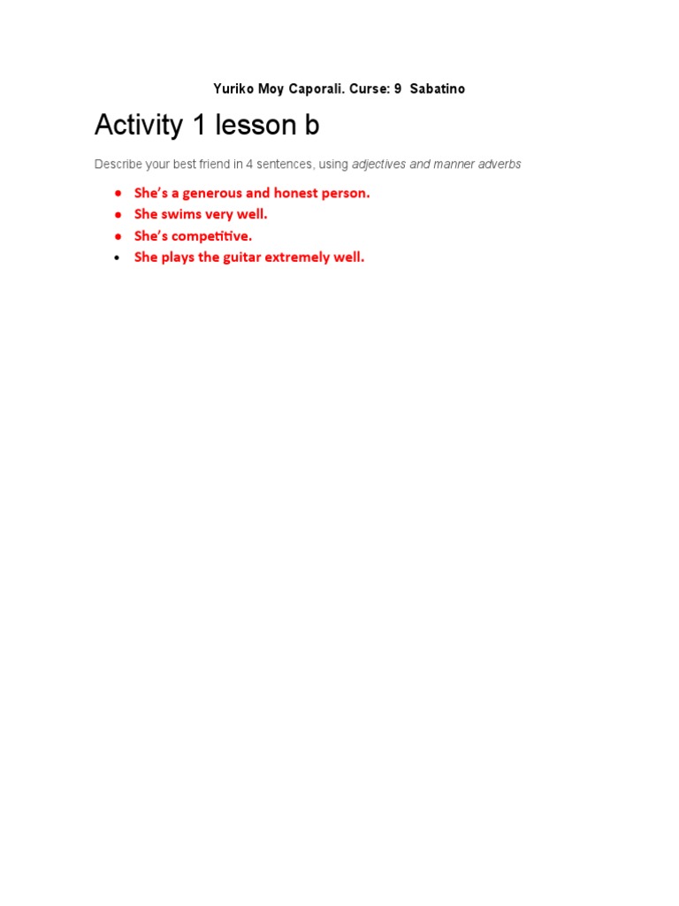 Activity 1 Lesson B | PDF