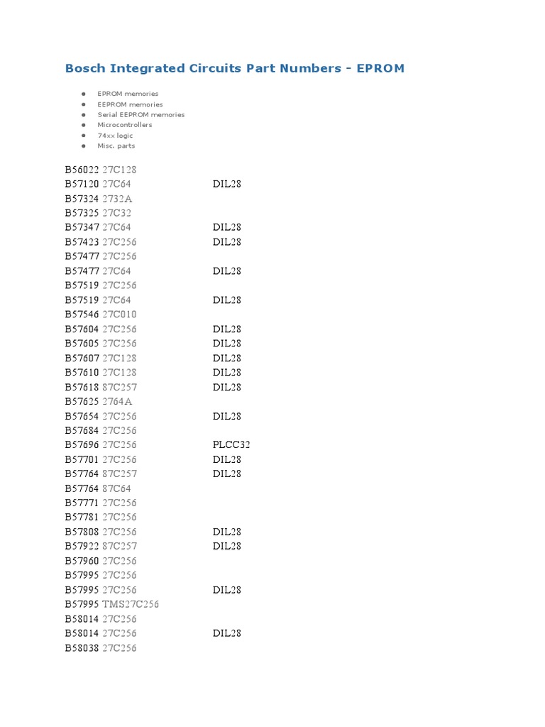 Bosch Integrated Circuits Part Numbers | PDF | Microcontroller ...