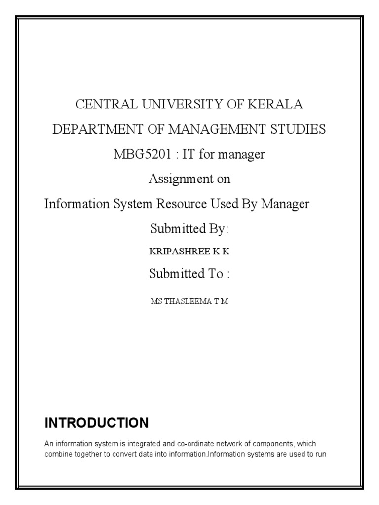 Assignment On Information System | PDF | Information System | System