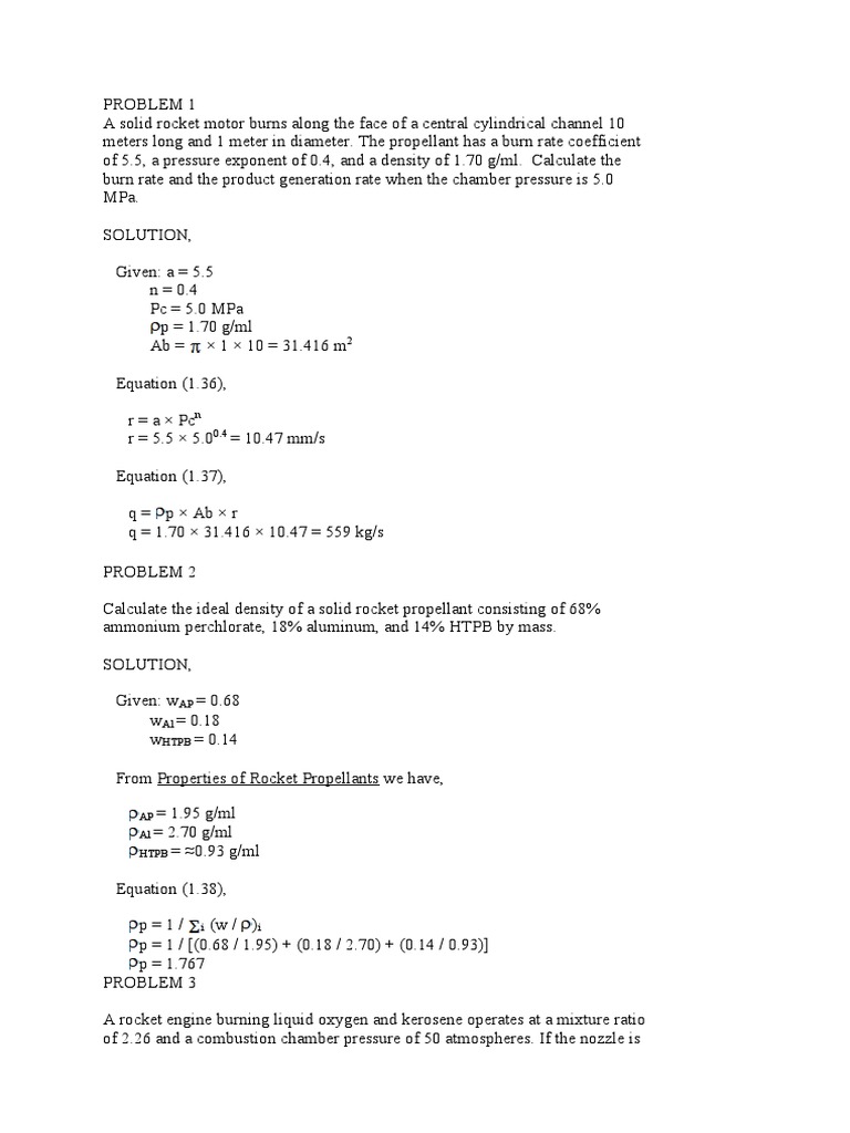 Problem 1 | Download Free PDF | Rocket Engine | Rocket Propellant