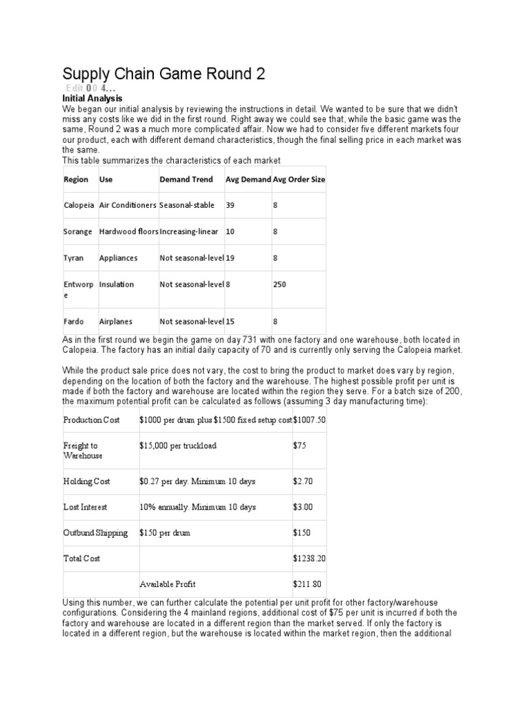 Supply Chain Game Round 2 | PDF | Inventory | Demand