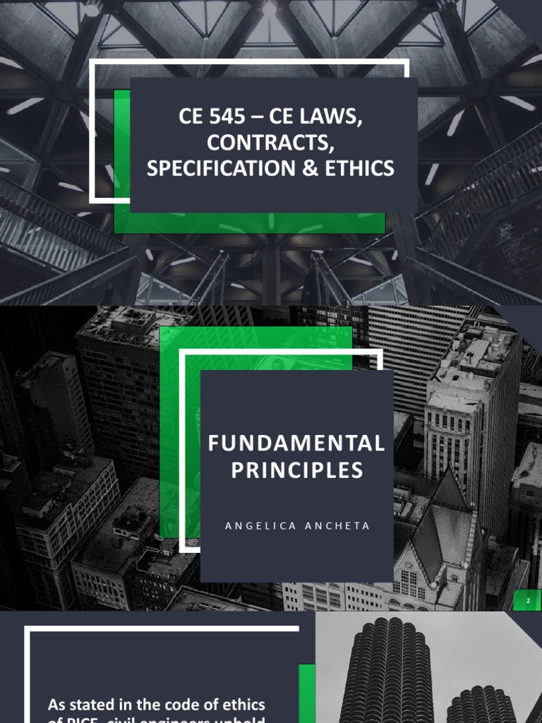 Ce 545 - Ce Laws, Contracts, Specification & Ethics | PDF | Engineer | Integrity