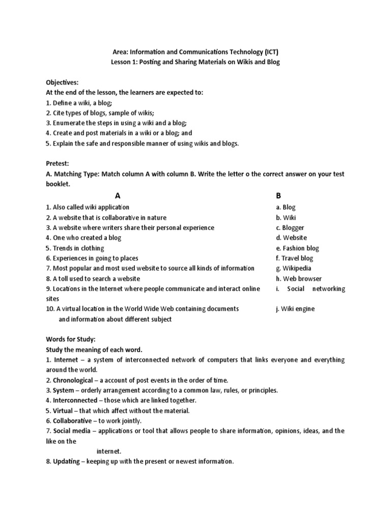 ICT and ENTRE 6 | PDF | Wiki | Blog