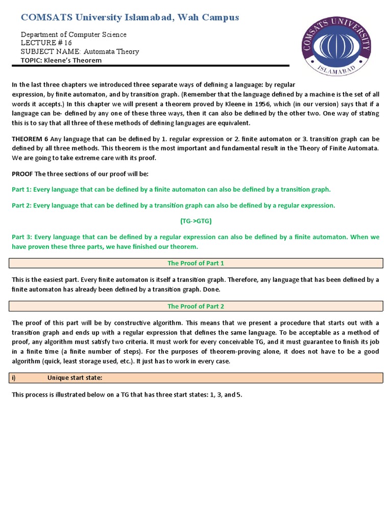 Kleene's Theorem | PDF | Mathematical Logic | Formalism (Deductive)