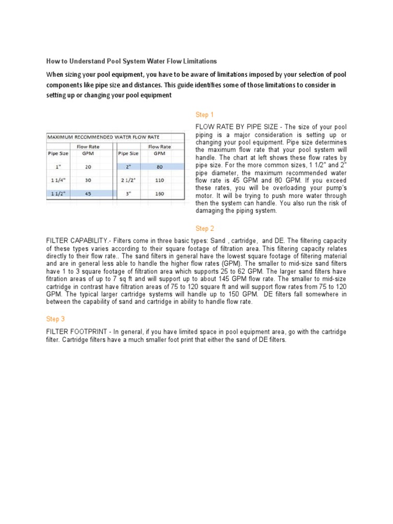 How To Understand Pool System Water Flow Limitations | PDF | Filtration ...