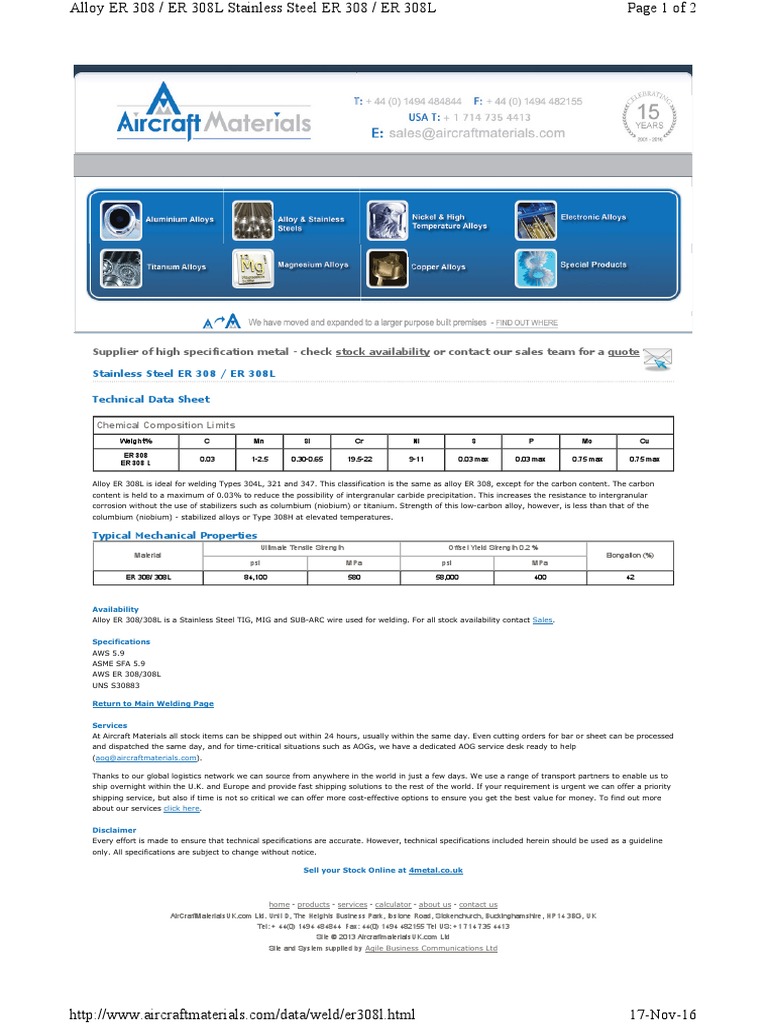 ER308 Weld Wire 2 PDF | PDF | Alloy | Stainless Steel
