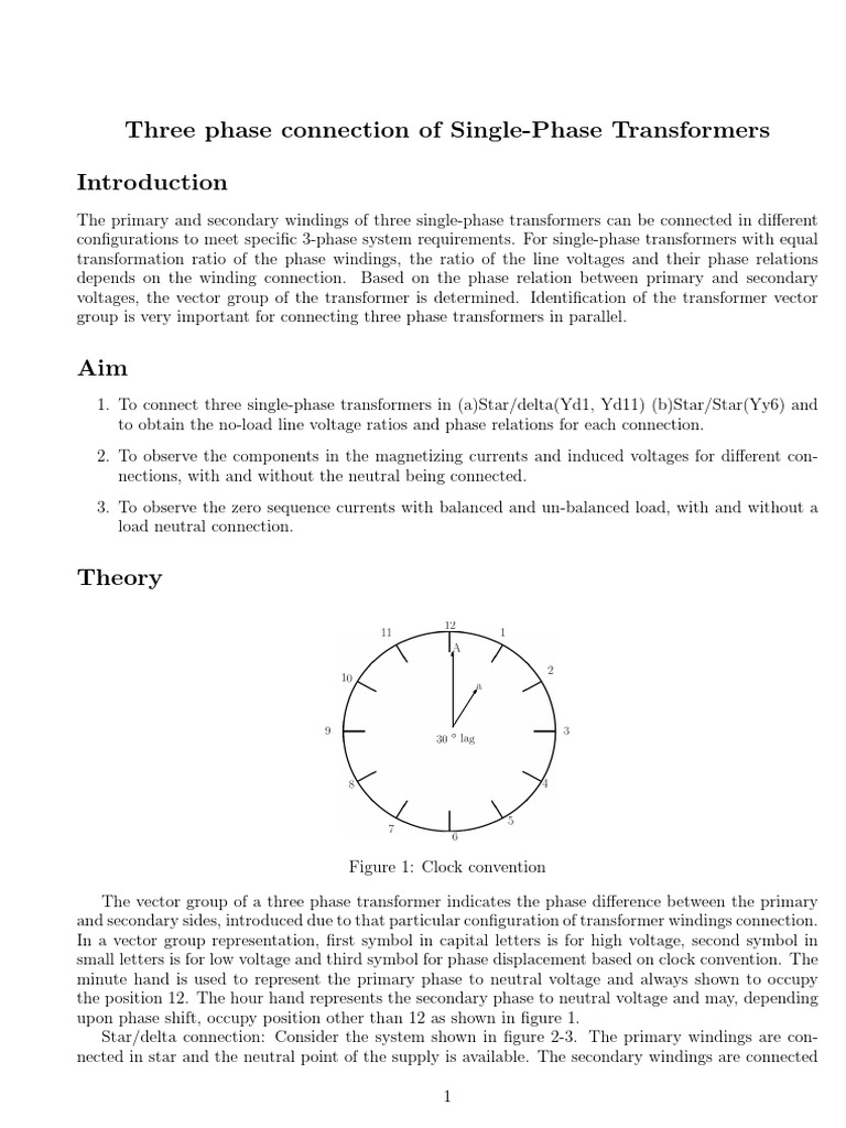 Three-Phase Connections of Single-Phase Transformers | PDF ...