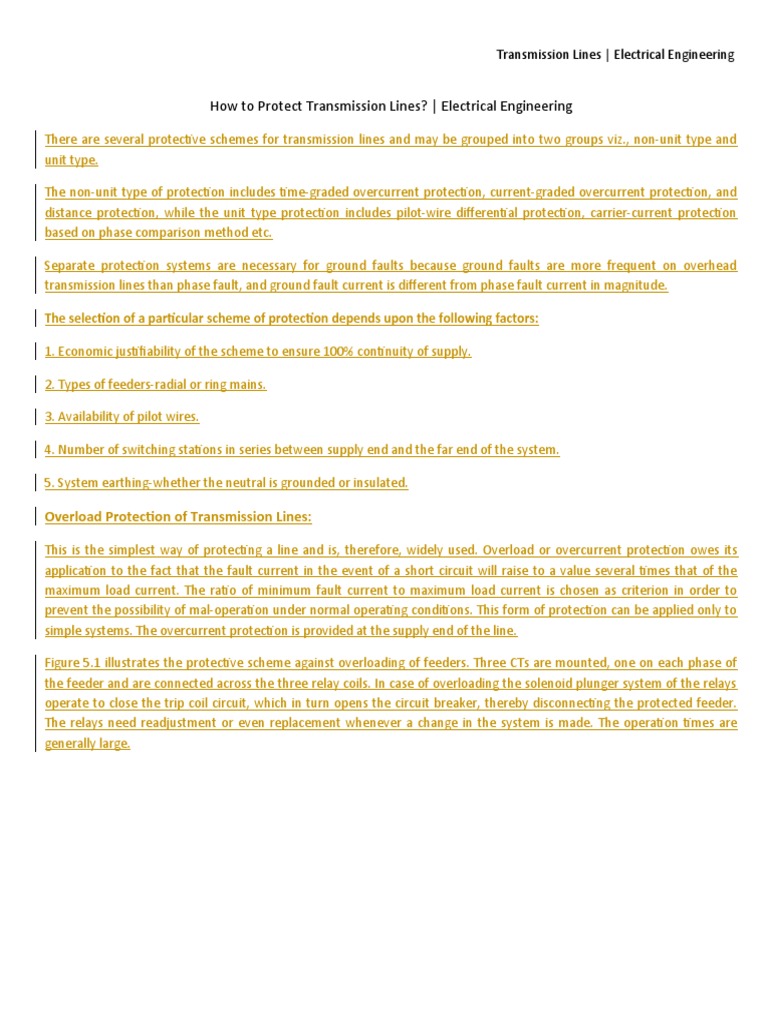 Transmission Line Protection Methods | PDF | Transformer | Relay