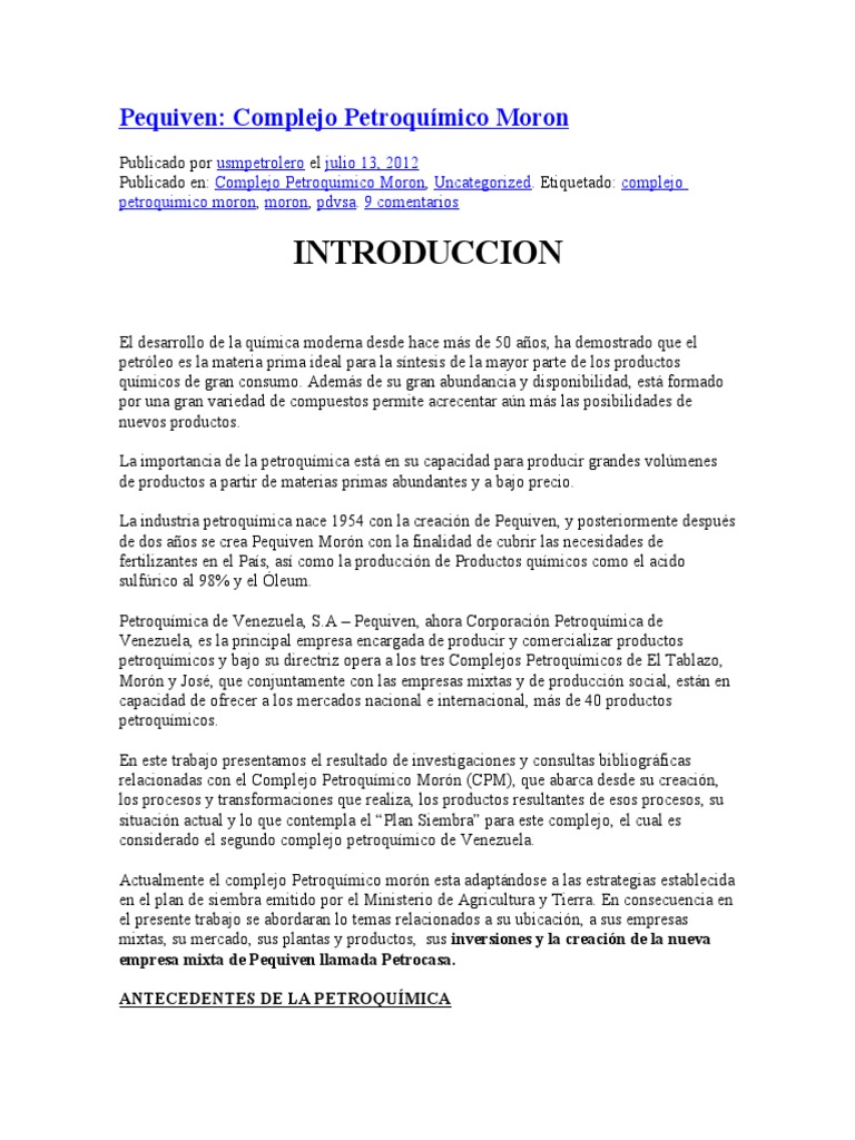 Pequiven Moron | PDF | Fertilizante | Petróleo