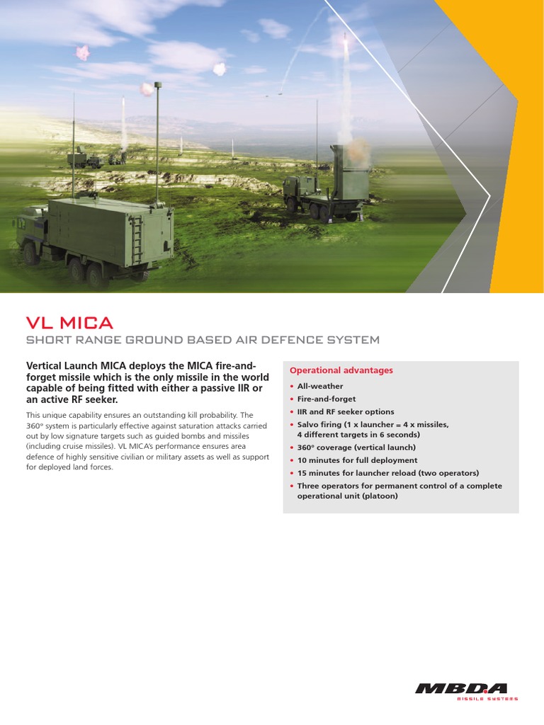 VL Mica: Short Range Ground Based Air Defence System | PDF | Missile ...