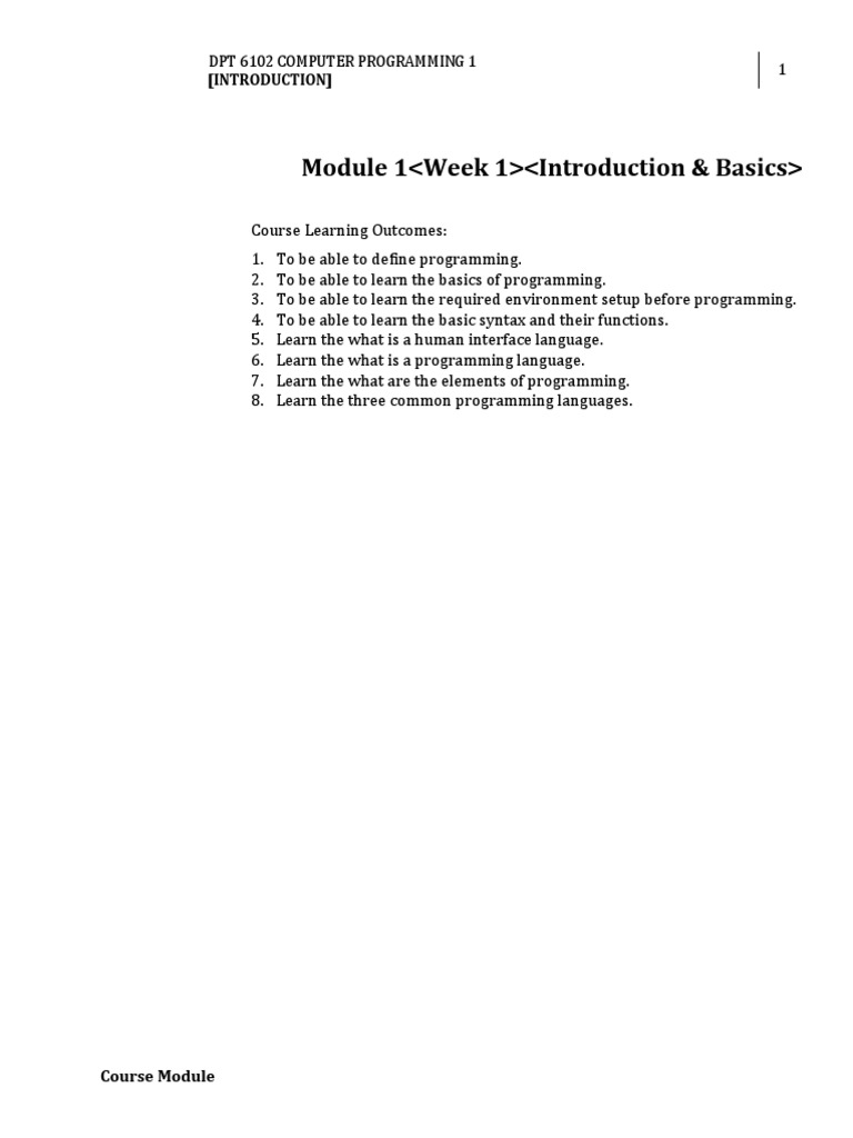 Module 1 | PDF | Programming Language | Computer Programming