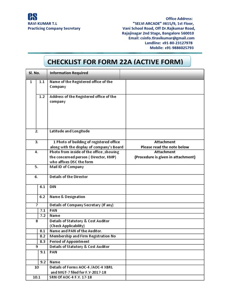 Checklist - Form 22A | PDF | Government Information | Government