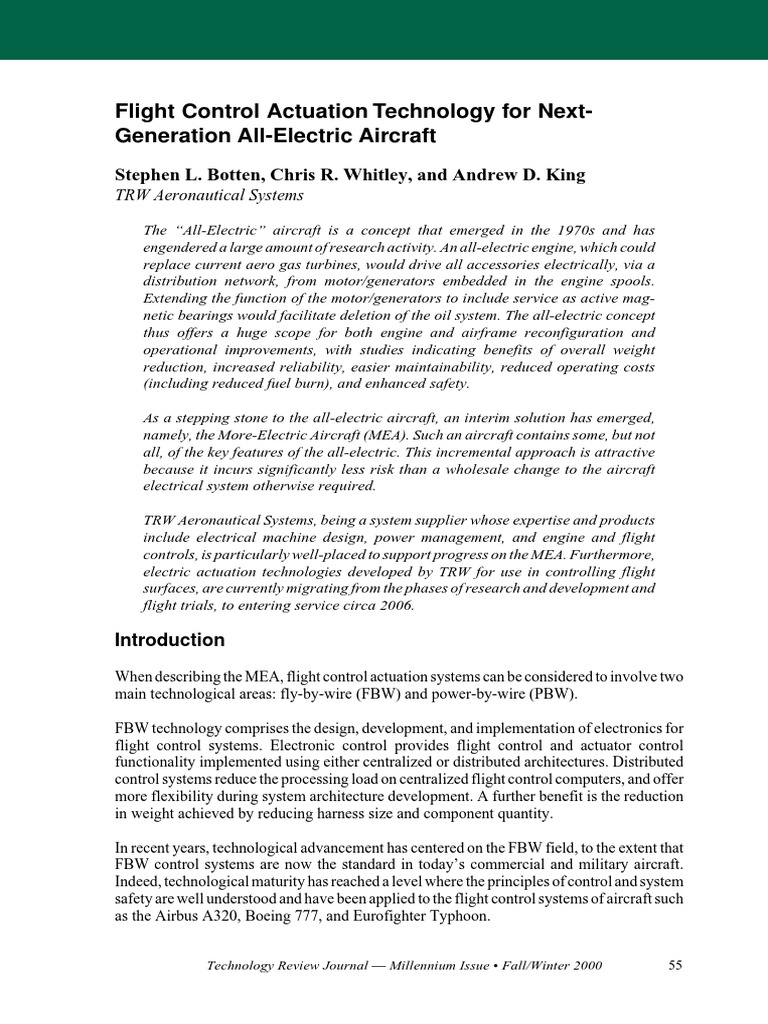 Flight Control Actuation Technology For Next-Generation All-Electric ...