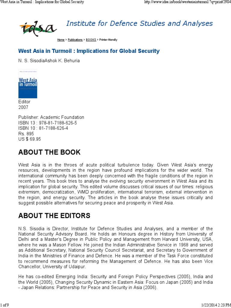 West Asia in Turmoil - Implications For Global Security | PDF | Israel ...