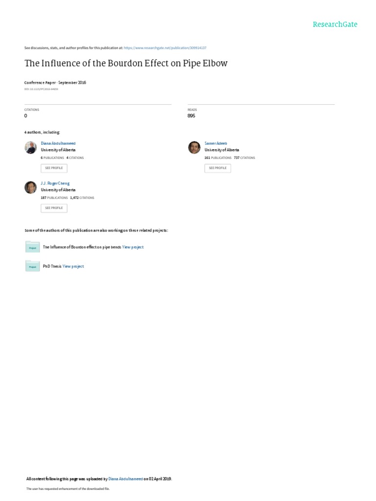 The in Uence of The Bourdon Effect On Pipe Elbow: September 2016 | PDF ...