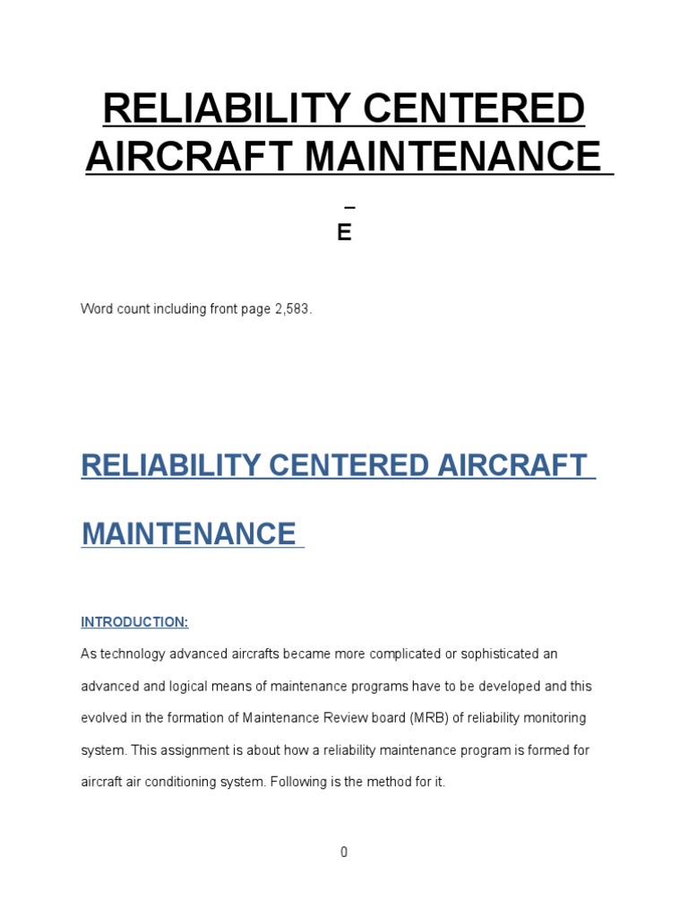 Reliability Centered Aircraft Maintenance | PDF | Reliability ...