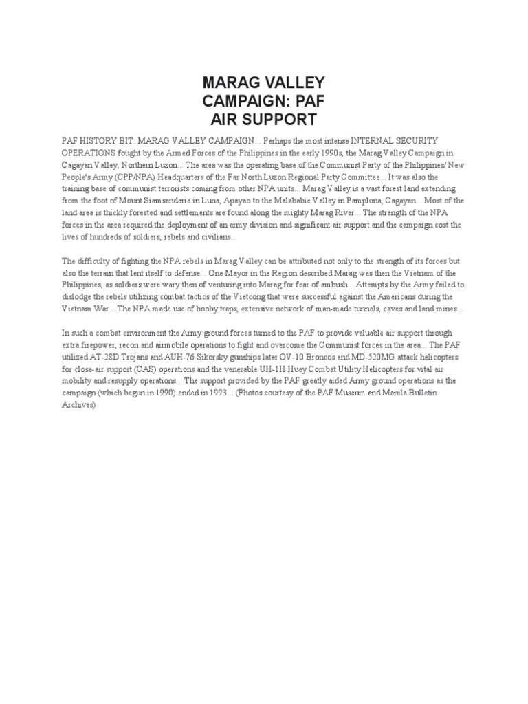Marag Valley: PAF's Critical Role | PDF