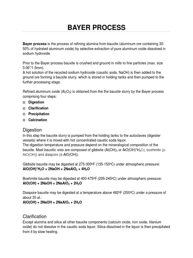 Bayer Process PDF | PDF