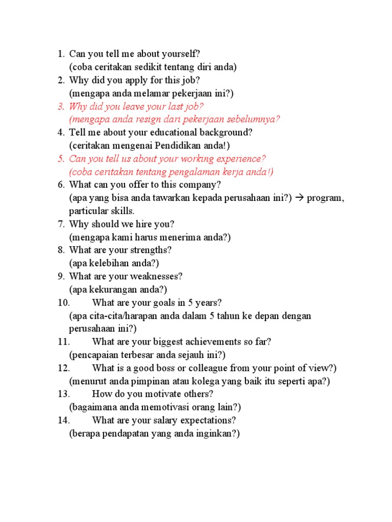 Job Interview Questions | Download Free PDF | Behavioural Sciences | Job Interview