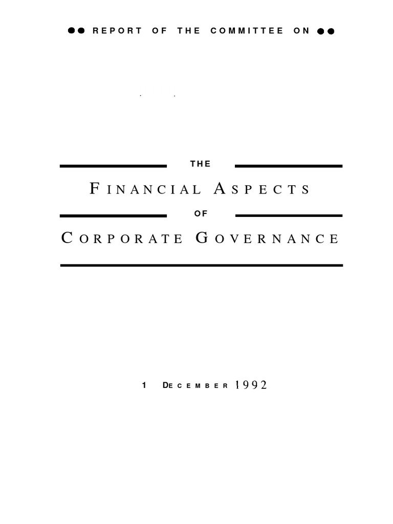 Cadbury Report on Corporate Governance | PDF | Board Of Directors ...