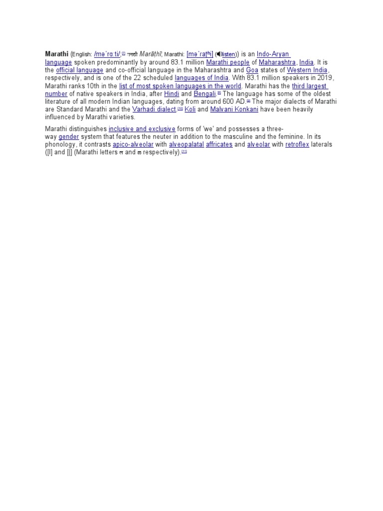 Marathi Language Info. | PDF
