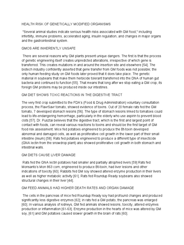 Health Risks of Genetically Modified Foods | PDF | Genetic Engineering ...