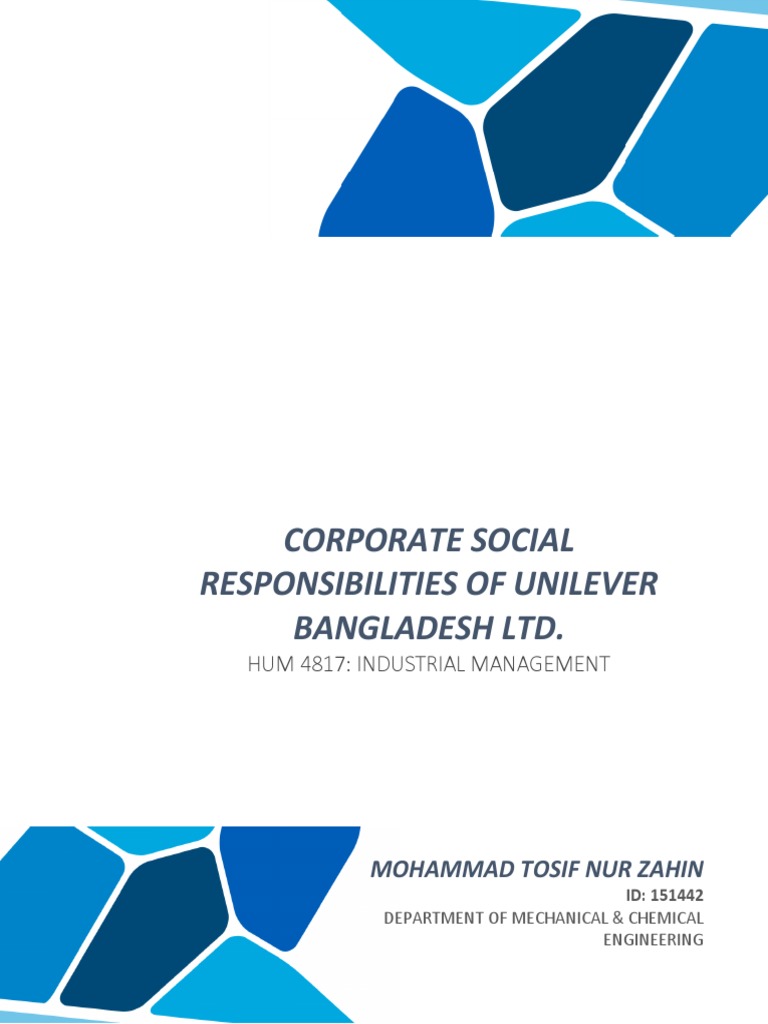 Assignment CSR | PDF | Unilever | Sustainability