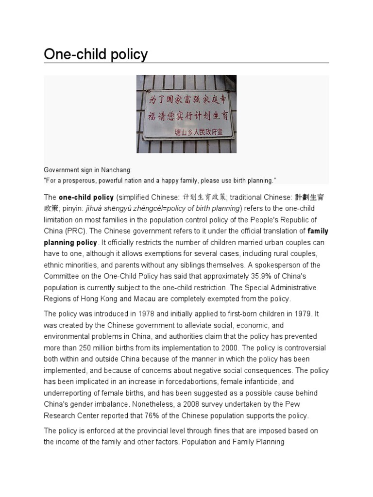 The Impact of China's One-Child Policy: A Comprehensive Overview of the ...