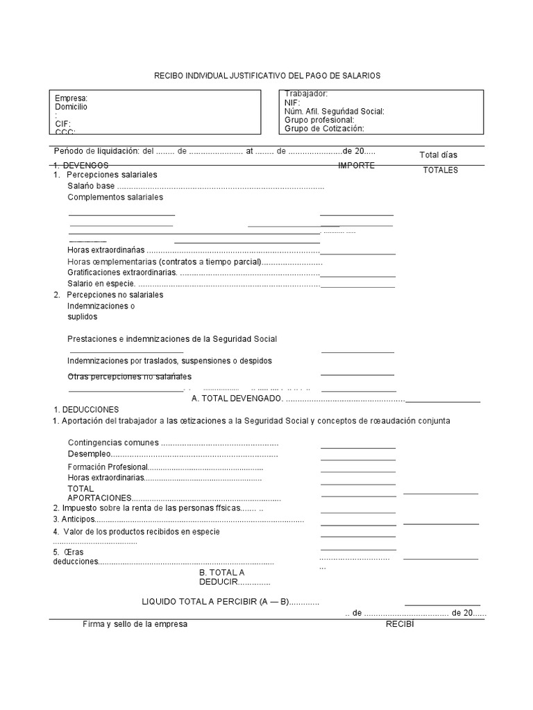 Modelo Oficial Nómina | PDF | Salario | Sueldos y salarios