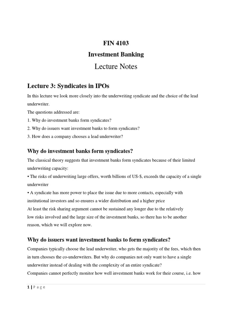 Understanding the Dynamics of Syndicate Formation in IPO Underwriting ...