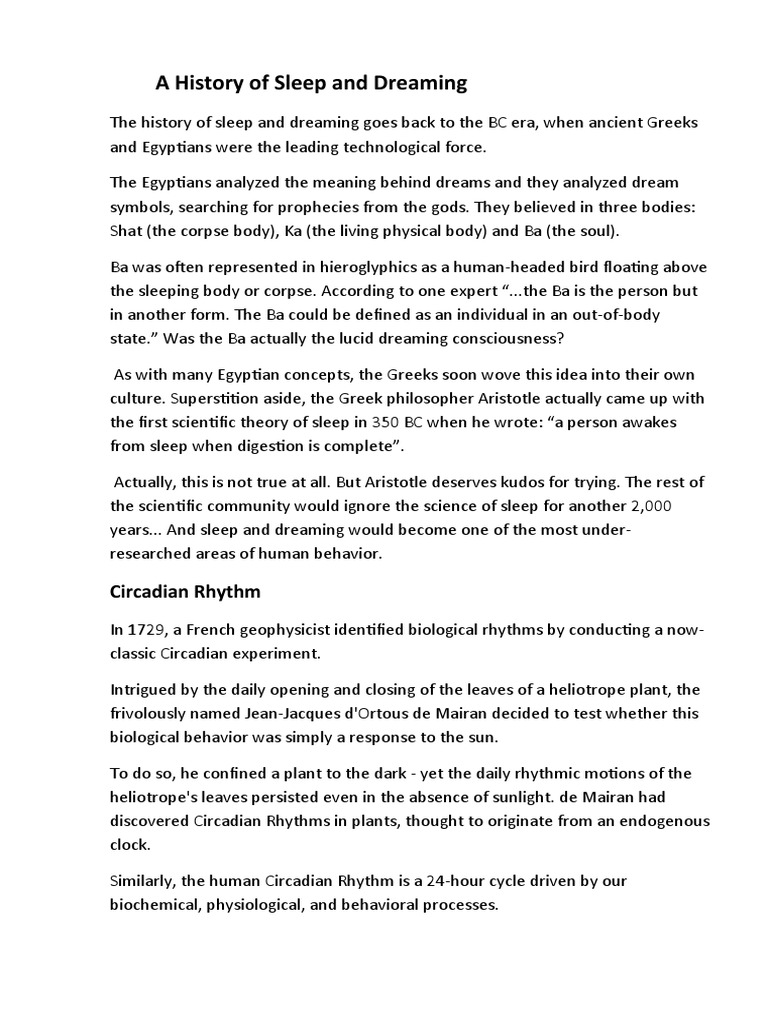 A History of Sleep and Dreaming | PDF | Sleep | Lucid Dream