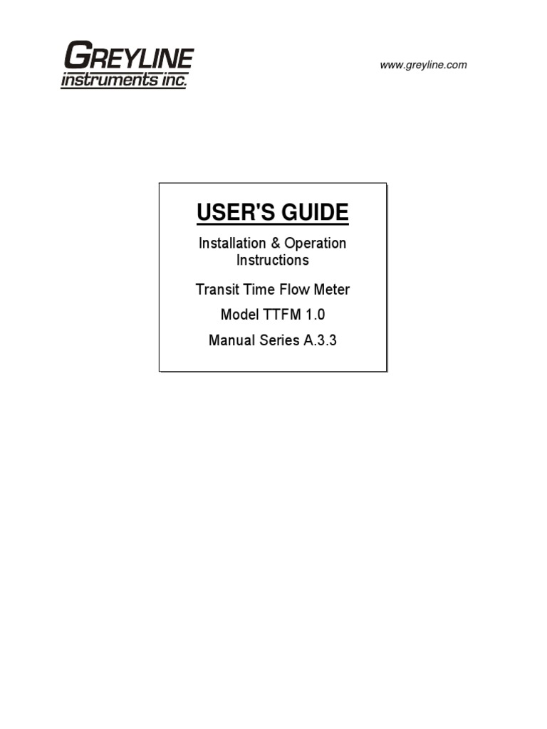 User'S Guide: Installation & Operation Instructions Transit Time Flow ...
