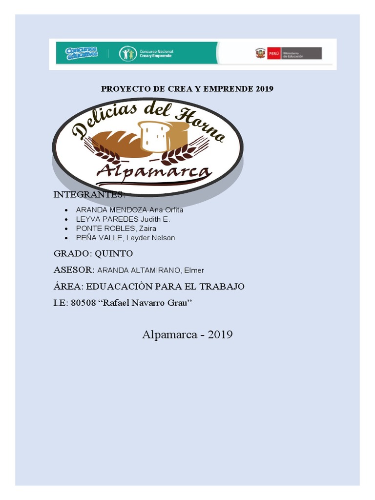 Caratula para Proyecto CREA Y EMPRENDE | PDF