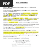 Vote of Thanks Template | PDF