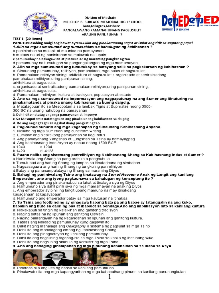 2nd Quarter Exam AP7 | PDF