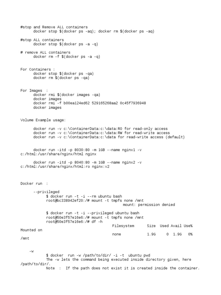 Playing With Docker Container Commands Pdf Utility Software Computer Data 